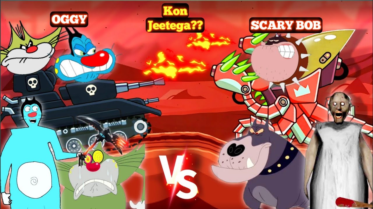 Oggy vs Scary Bob Gameplay 😱|| In Hills Of Steel Tank Game With Oggy ...
