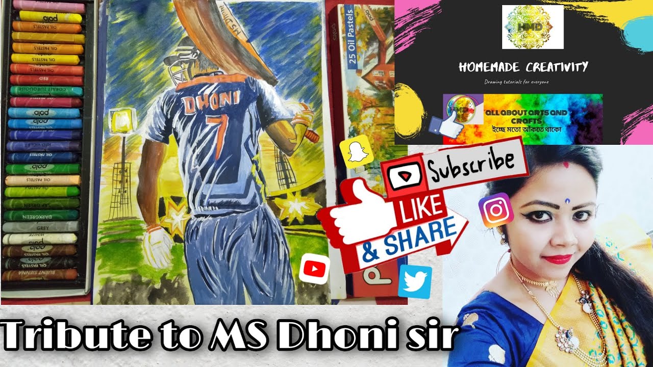 A tribute to MS Dhoni sir easy back drawing #wemissu MS Dhoni sir # ...