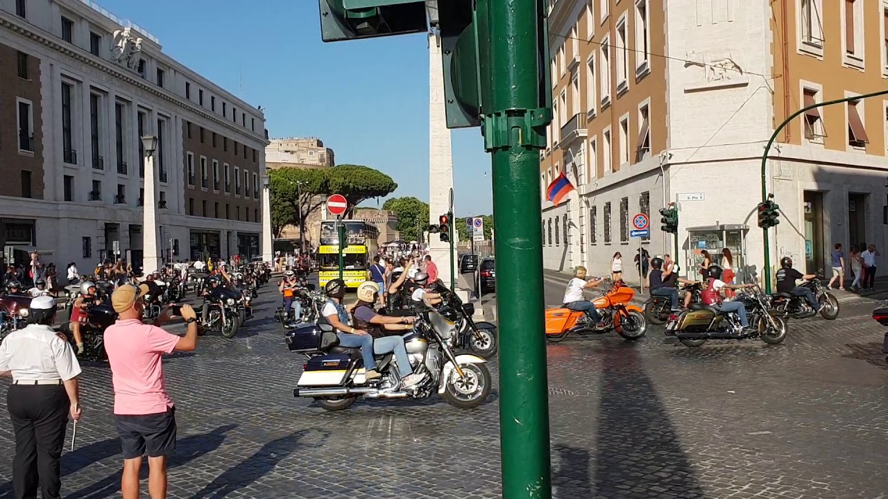 Rome, Italy 2019-07-06 Motorcycle procession - YouTube