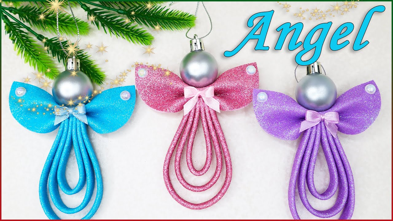 👼DIY Christmas Angels🎄Glitter Foam Sheets Craft/Christmas IDEAS - YouTube