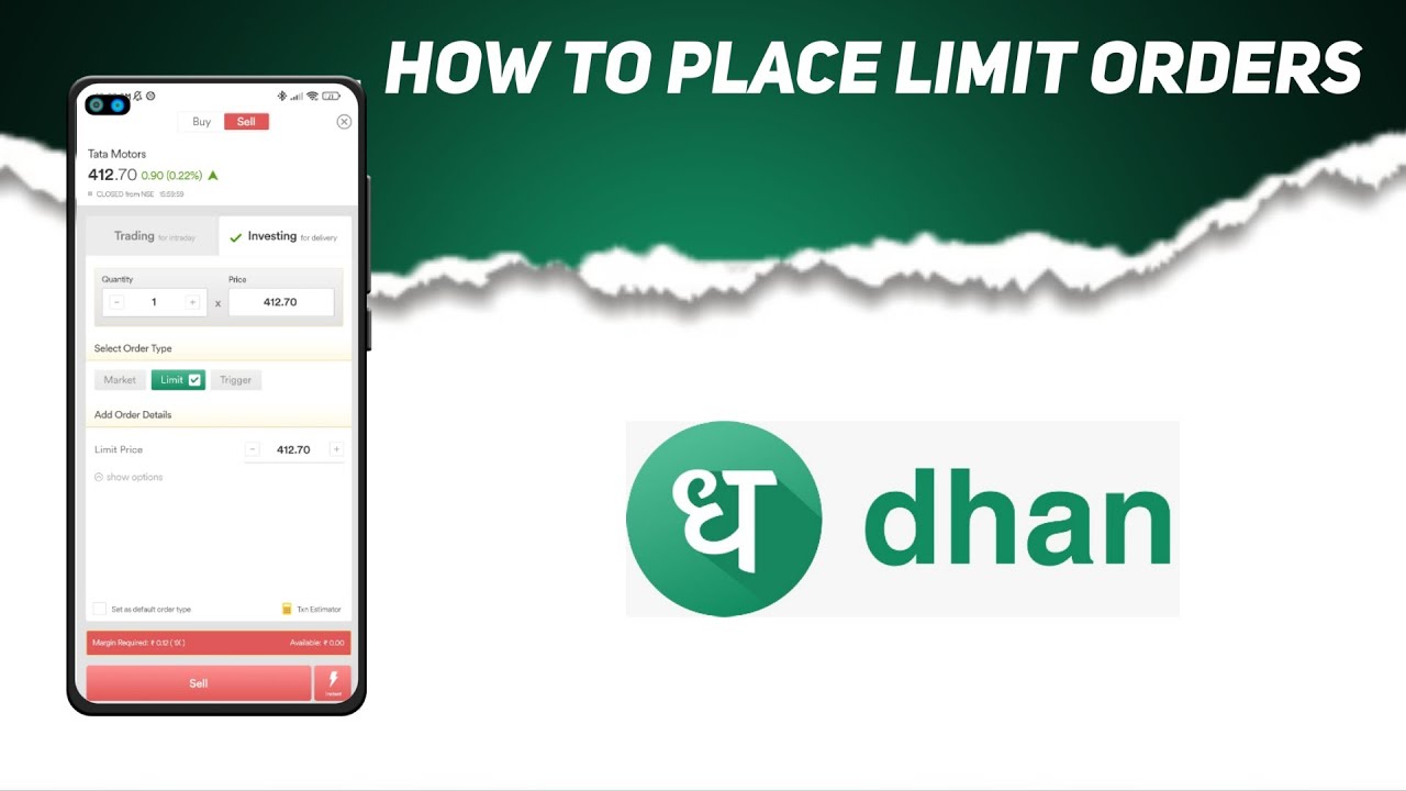 How To Place Limit Orders On Dhan App Dhanhq Youtube