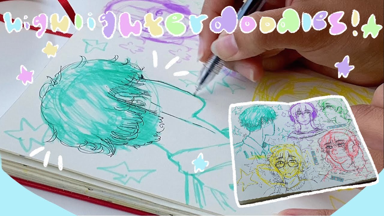 highlighter doodles ! ༉‧₊˚. - YouTube