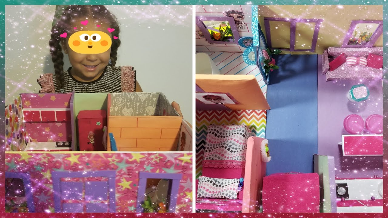 DIY Miniature Dollhouse using a cardboard box. LOL DOLLHOUSE. casa ...