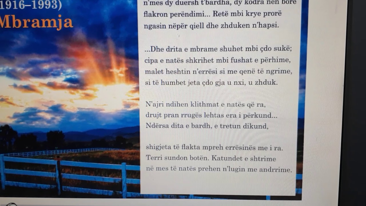 Mbramja.( poezi)kl VIII,Rudina Mali - YouTube