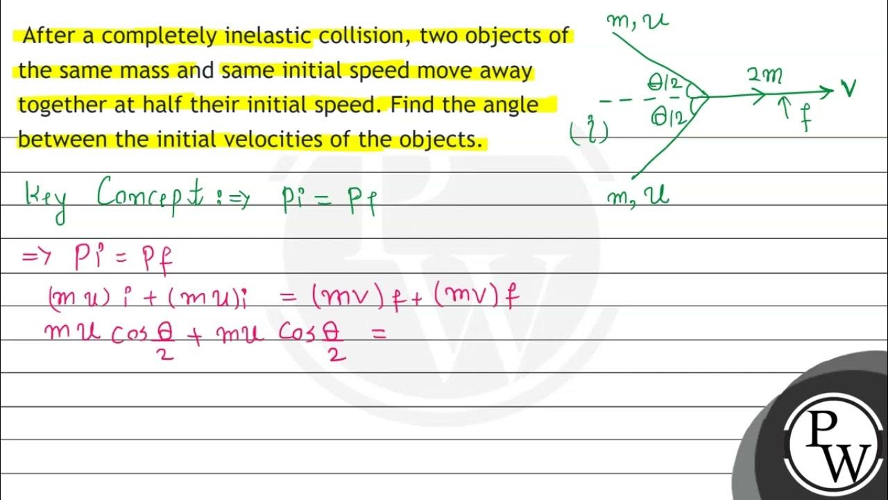 After a completely inelastic collision, two objects of the same mass and same initial speed move ...