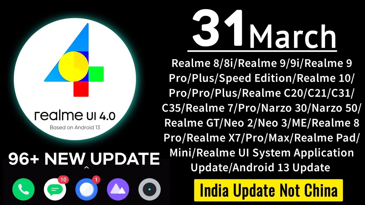 Realme March 2023 Software Update List | realme UI 4.0 & Android 13 ...