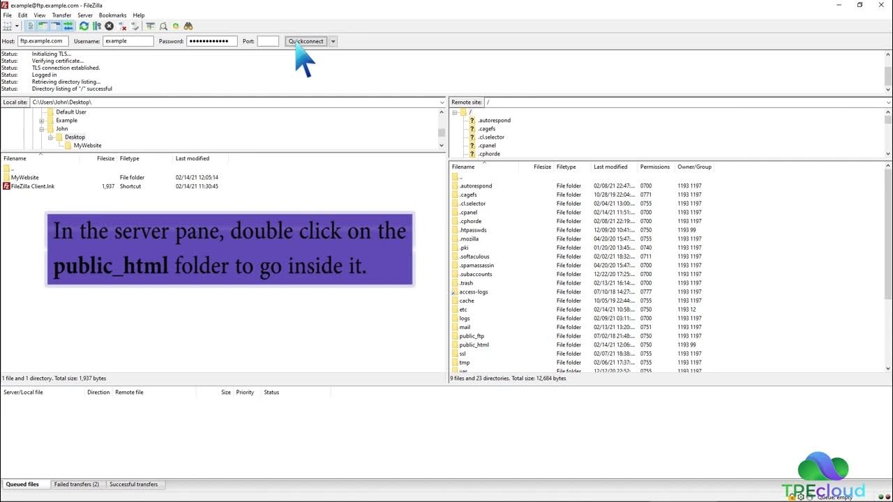 TPEcloud Tutorial: How to upload Index file to your site using FileZilla - YouTube