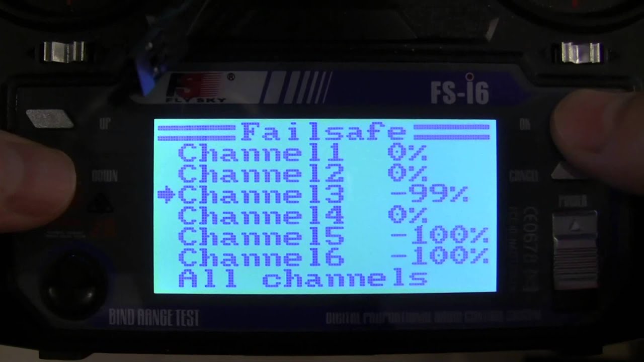 How to setup failsafe on FlySky FS-i6 transmitter - YouTube