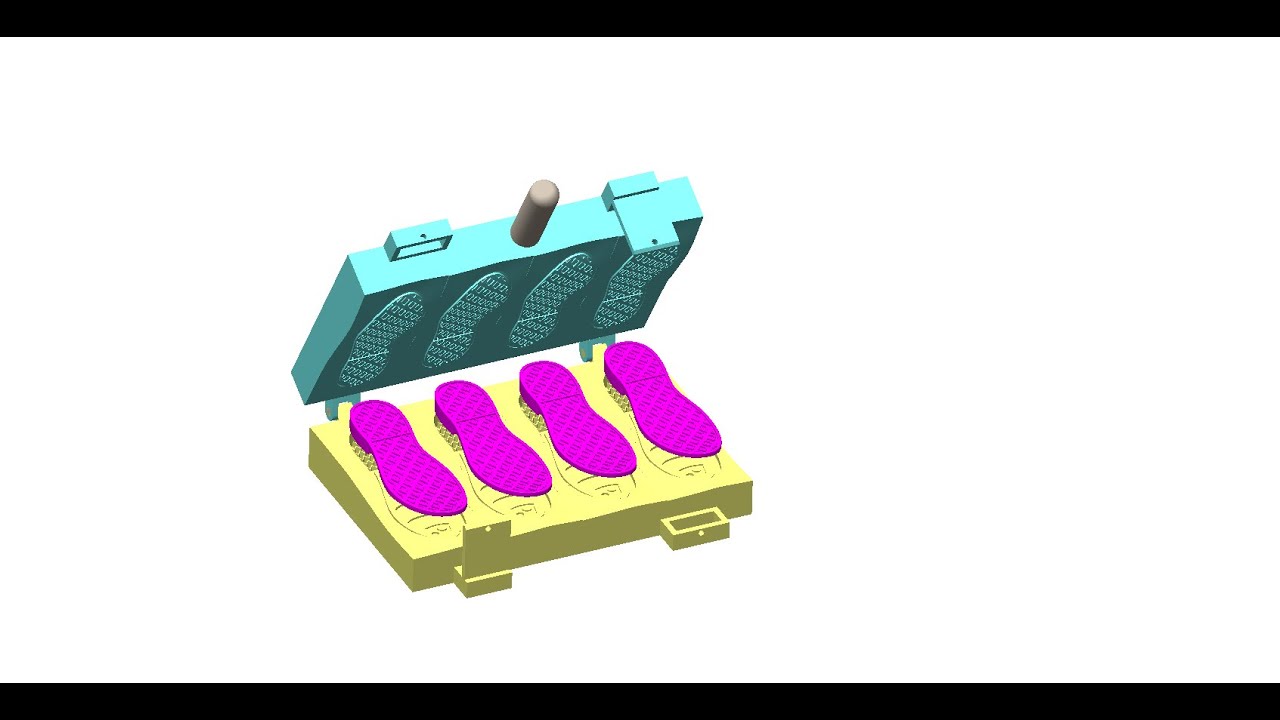 Solidworks Mold design of Shoe Sole 4 Cavity - YouTube
