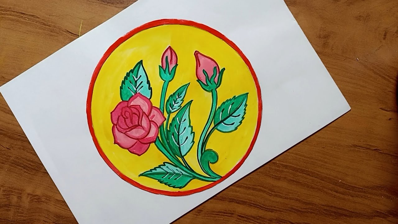Alekhan || how to draw rose alekhan drawing in circle - YouTube