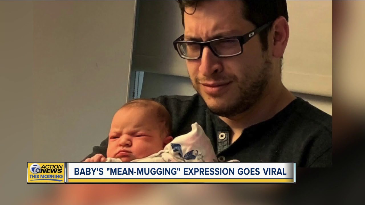 Baby's mean-mugging expression goes viral - YouTube