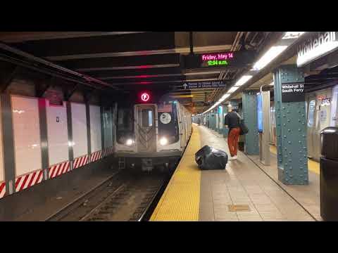 MTA New York City Subway Jamaica-179 St Bound Alstom R160A (F) Train via (R) Line @ Whitehall ...