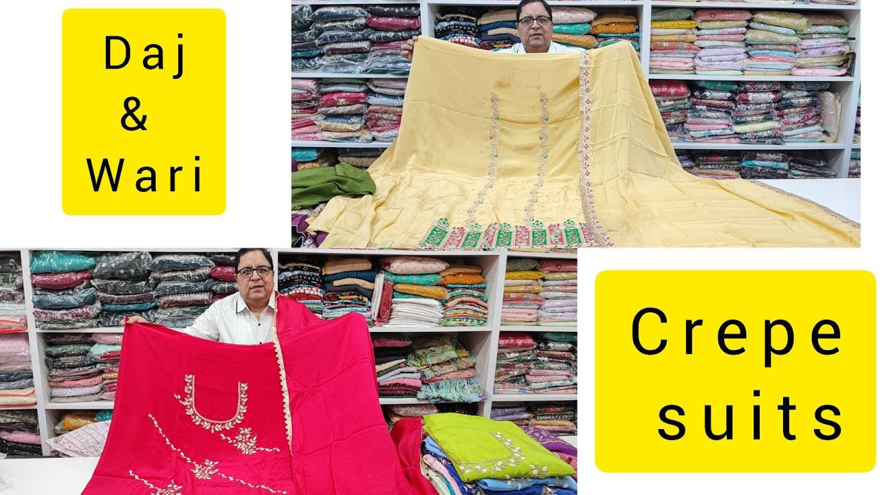 Daj & wari special suits mein bahut se design aye #crepe #handwork # ...