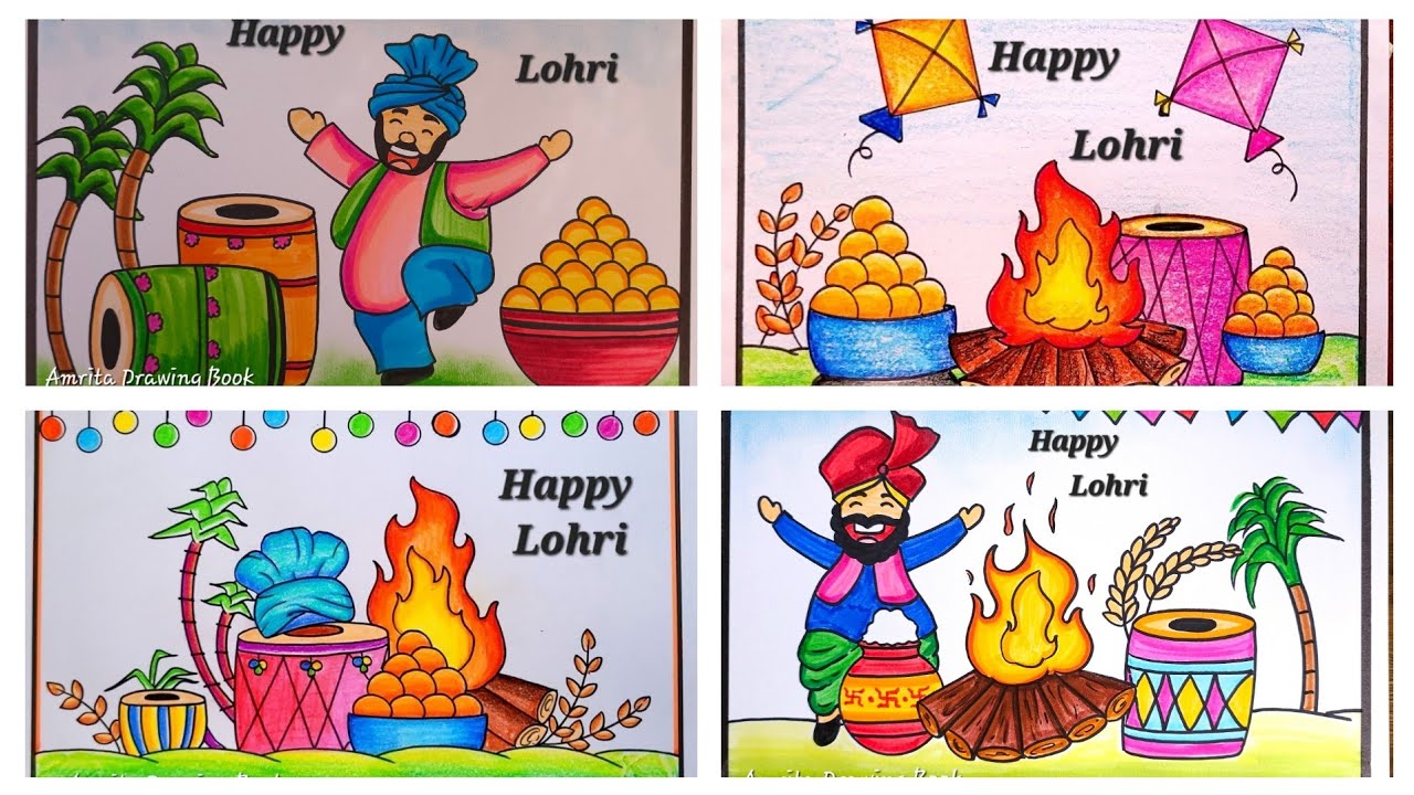 Lohri Festival Drawing | Lohri Drawing easy | Happy Lohri Drawing | How ...