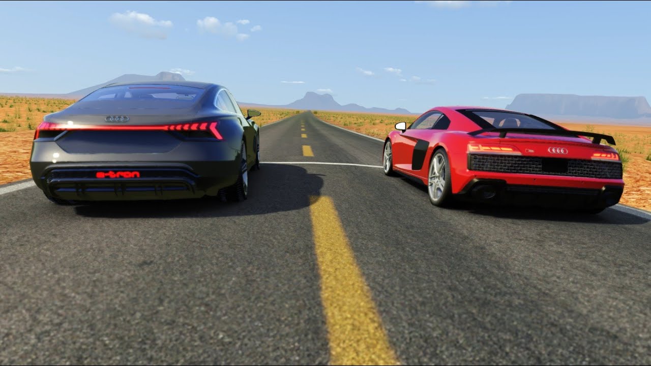 Audi E-Tron GT 2018 vs Audi R8 2020 at Monument Valley - YouTube