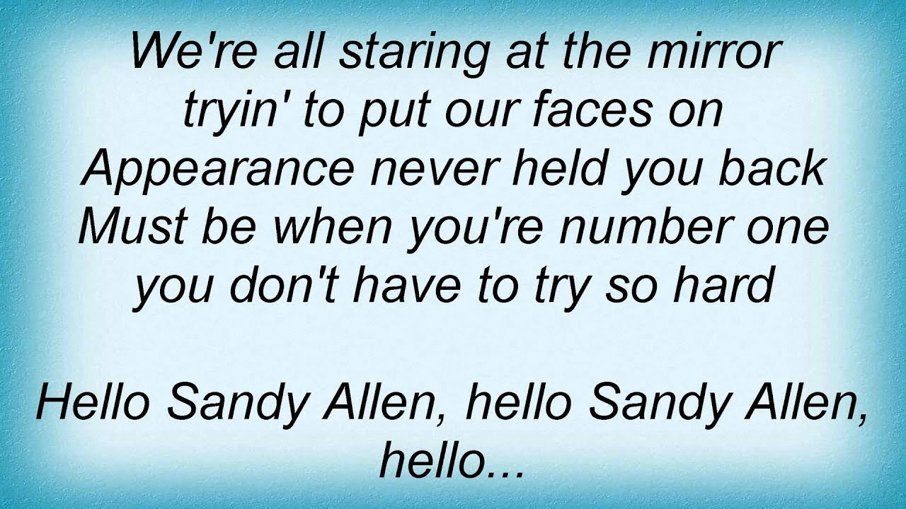 Split Enz - Hello Sandy Allen Lyrics - YouTube
