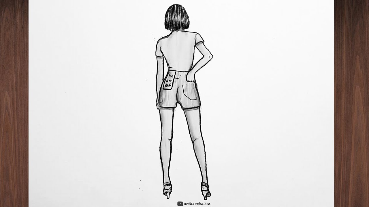 How to draw back view girl body | drawing easy pencil art tutorial ...