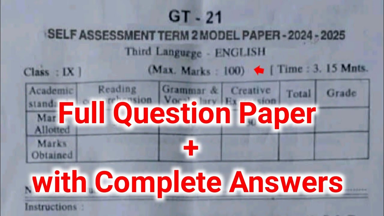 💯Ap 9th class Sa term 2 English real model paper and answers 2025|9th ...
