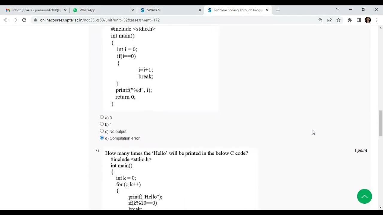 Nptel Problem Solving Through Programming In C Week 5 Assignment 5 Answer Youtube