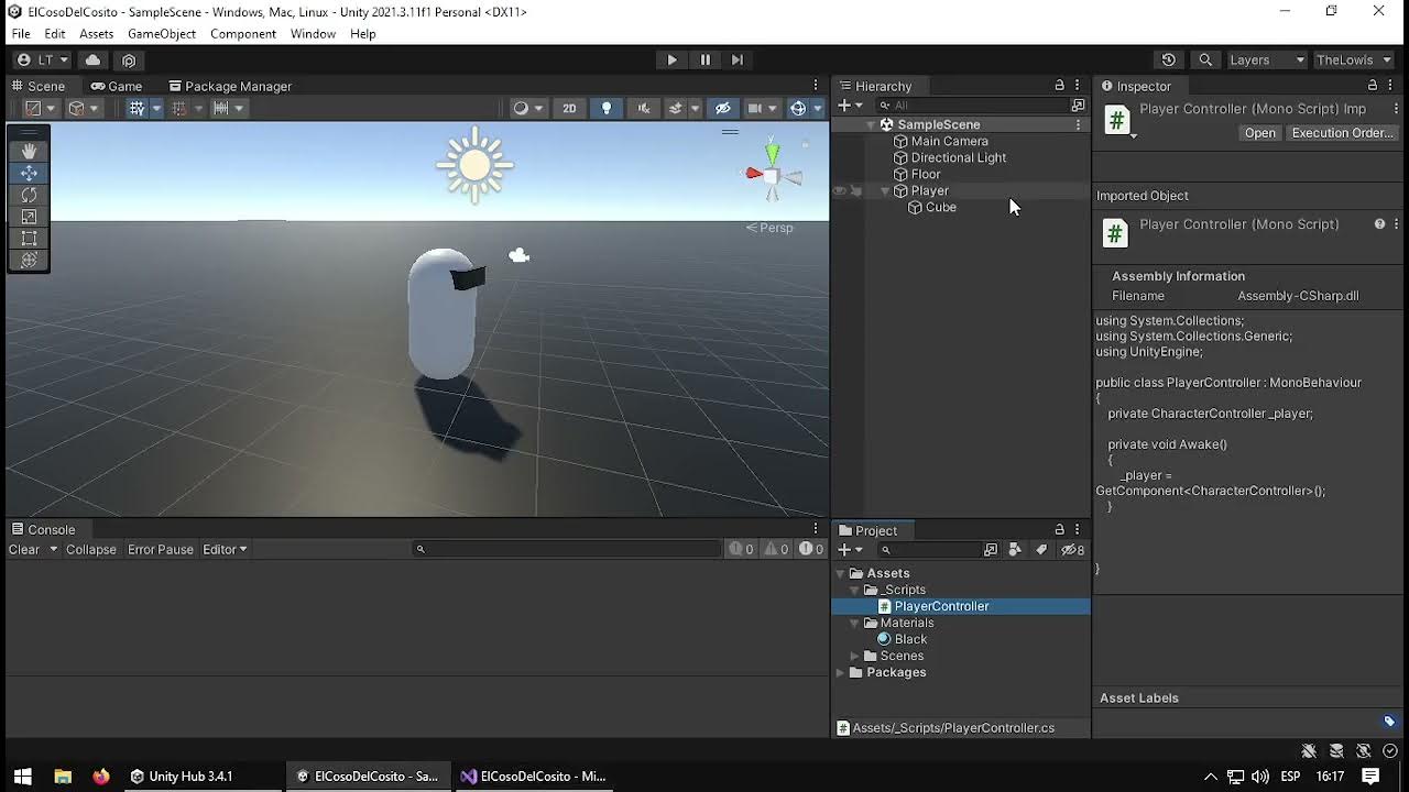 Tutorial Unity - Como hacer un controlador de primera persona - YouTube