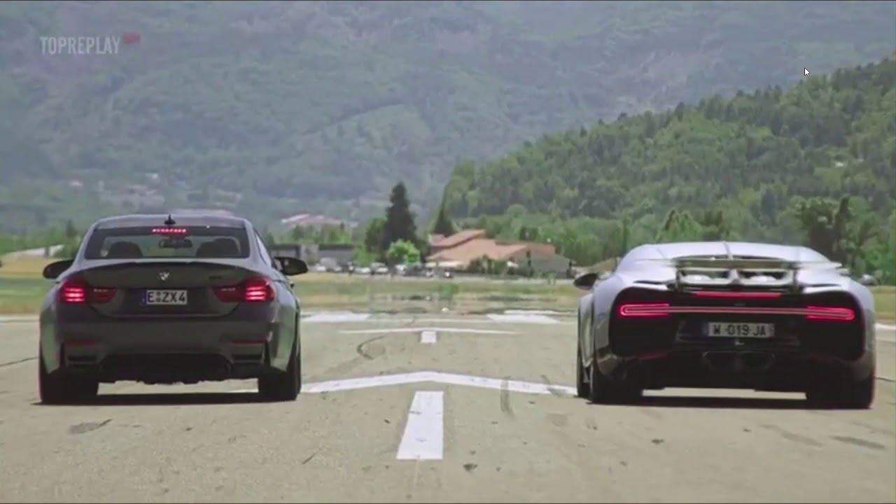 bugatti chiron vs bmw m4 - YouTube