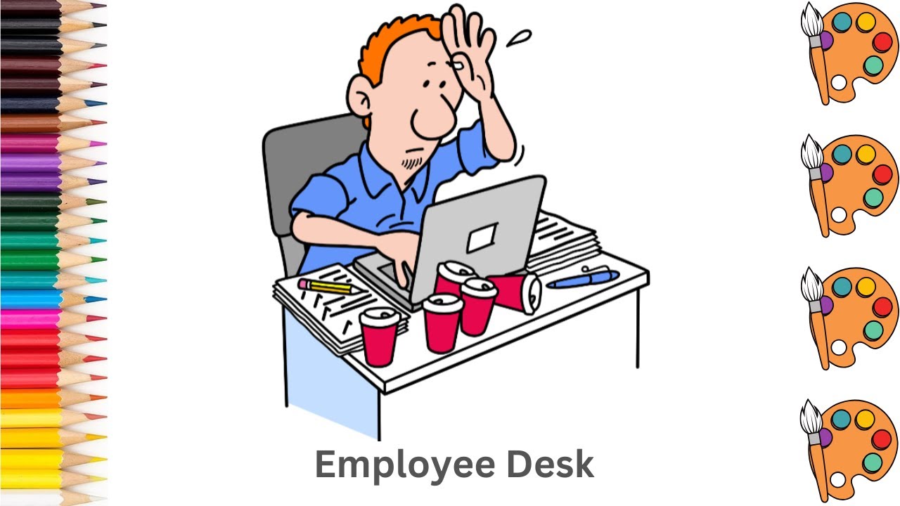 Employee Desk - Sketch Art and Paint | Step by step tutorial | Pencil ...