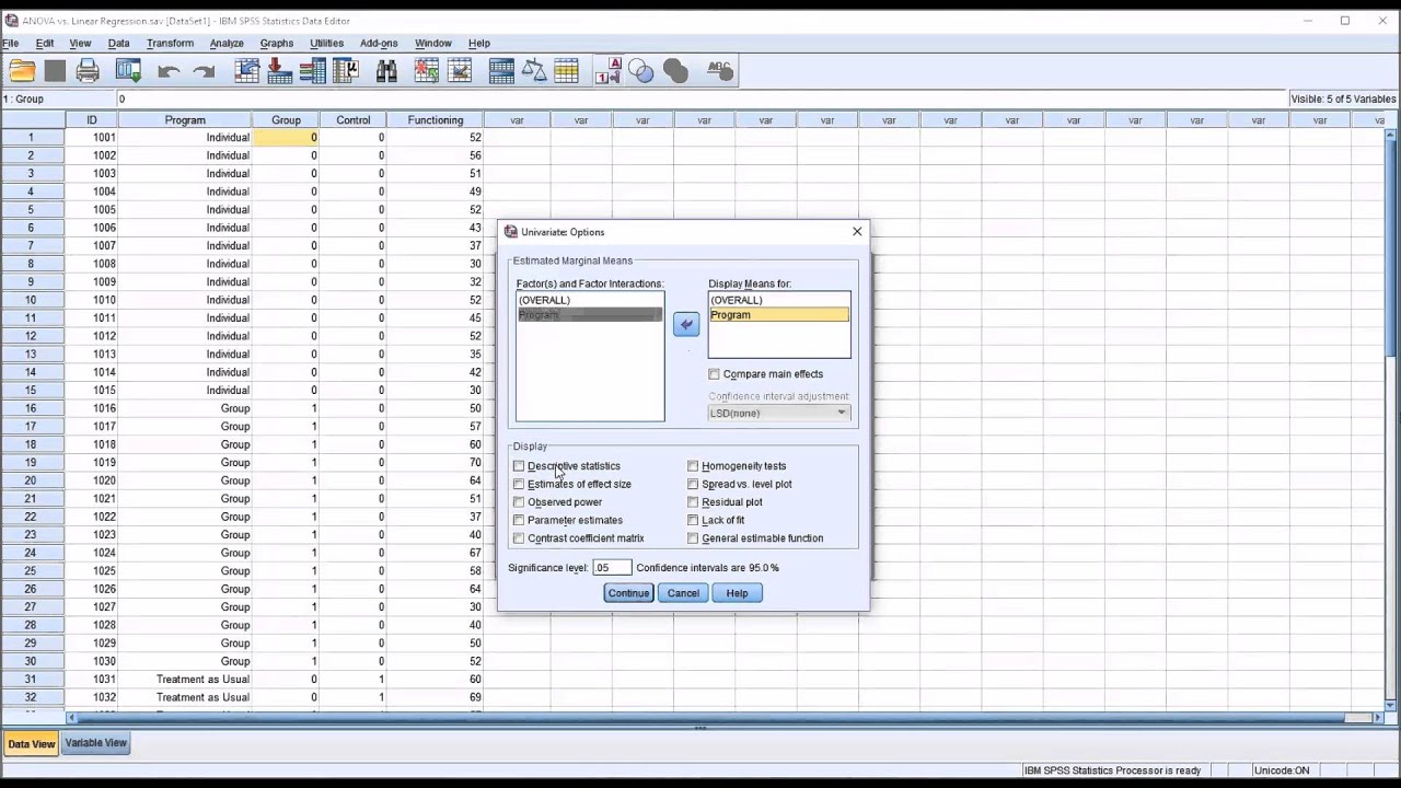 Comparison Of ANOVA And Linear Regression In SPSS YouTube Comparison Of ANOVA And Linear Regression In SPSS YouTube