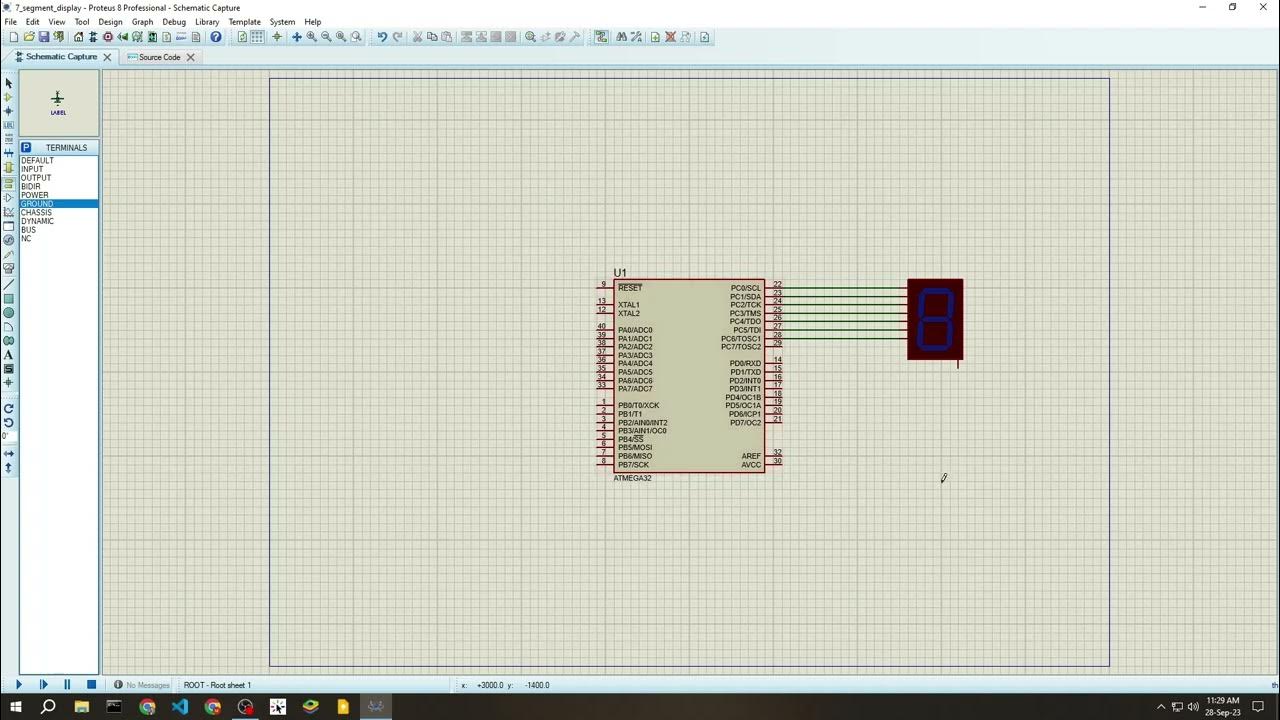 Interfacing of Seven Segment Display with ATmega32 Microcontroller | Proteus - YouTube