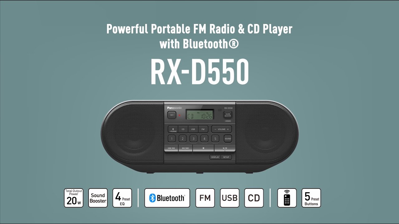 Panasonic Powerful Portable Radio RX-D550 with CD, Bluetooth® and USB ...