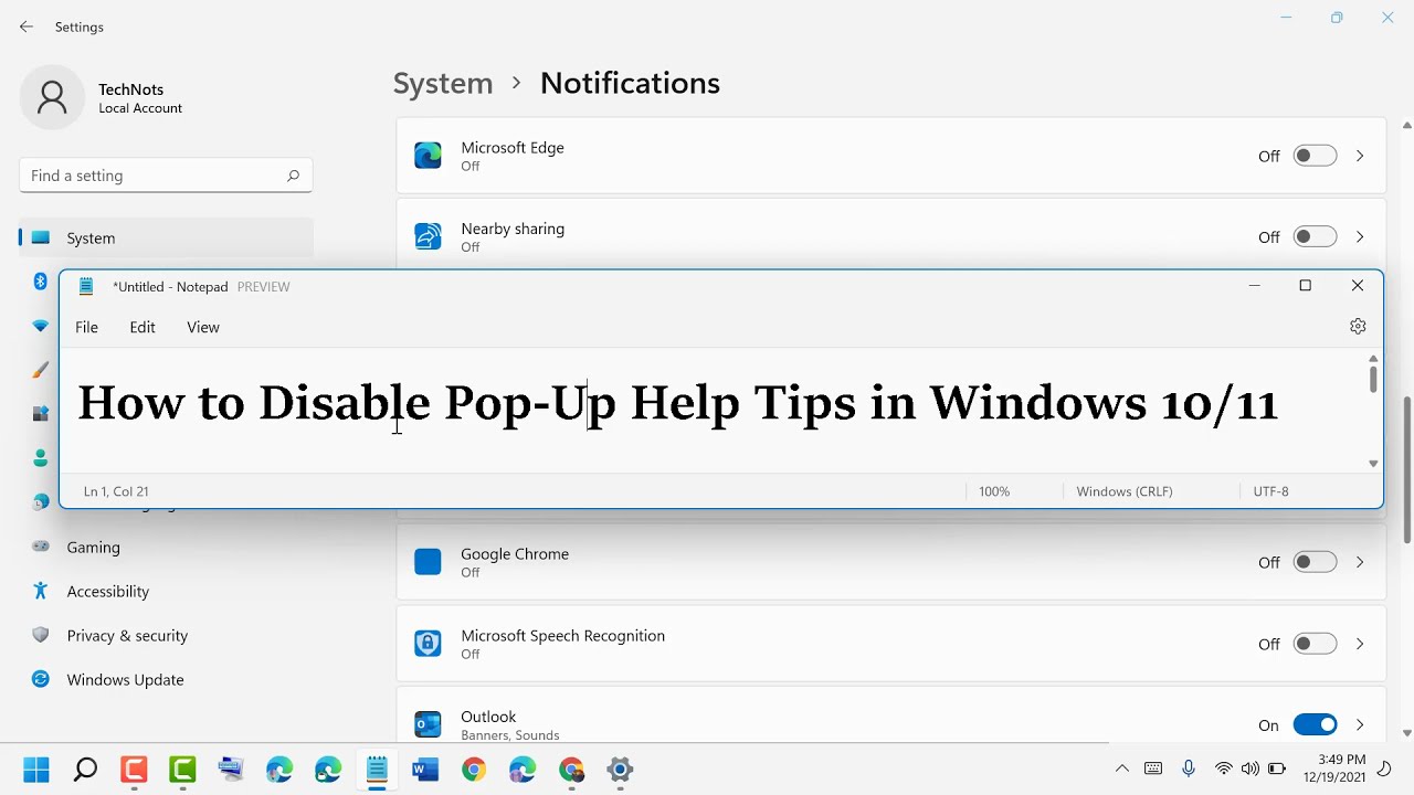 How to Disable Pop Up Help Tips in Windows 11 - YouTube