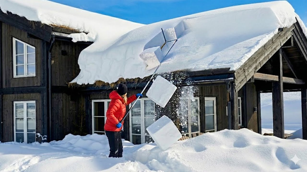 Idiot Snow Removal: Massive Roof Avalanche | Extreme Dangerous Plow ...
