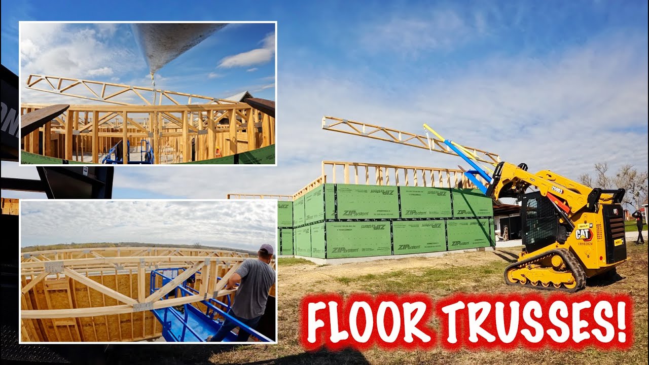 EXCITING DAY Setting the 2nd floor FLOOR TRUSSES! Josh's homemade skid ...