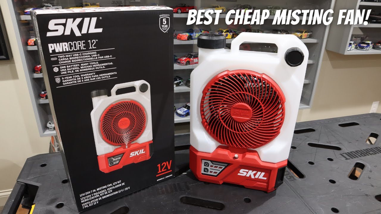 Skil PWRCore 12V/20V 7-inch Outdoor Misting Fan (4hr Runtime on 12v 2ah ...