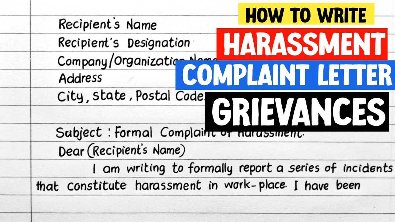 How To Write a Harassment Complaint Letter || Letter to raise a ...