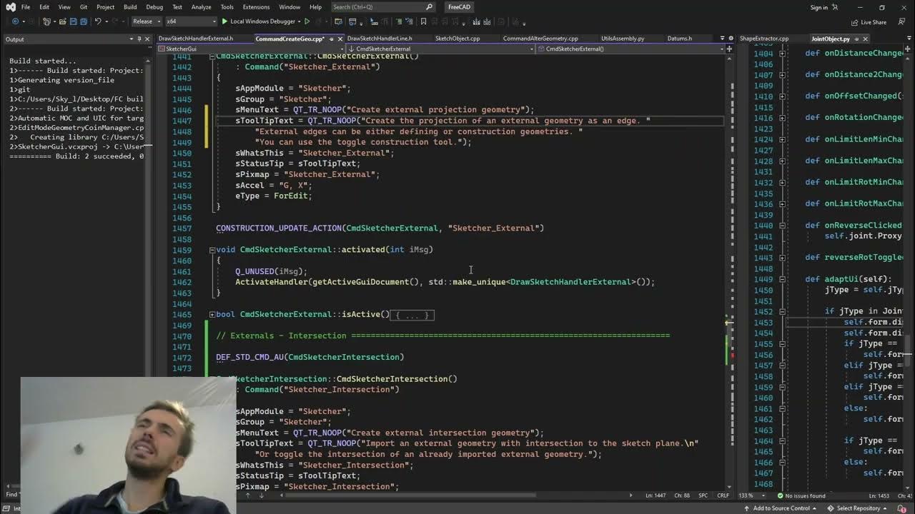 FreeCAD DEV: Sketcher Intersection external 1/4 - YouTube