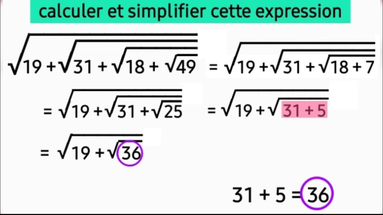 calculer et simplifier une racine carree - YouTube