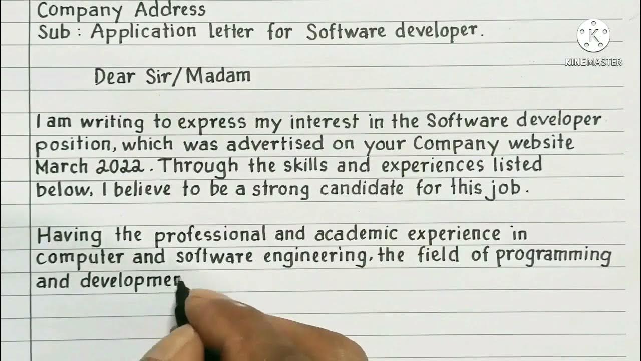 How To Write Job Application Letter For Software Engineering Developer ...