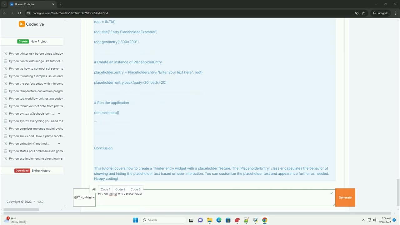 Python tkinter entry placeholder - YouTube