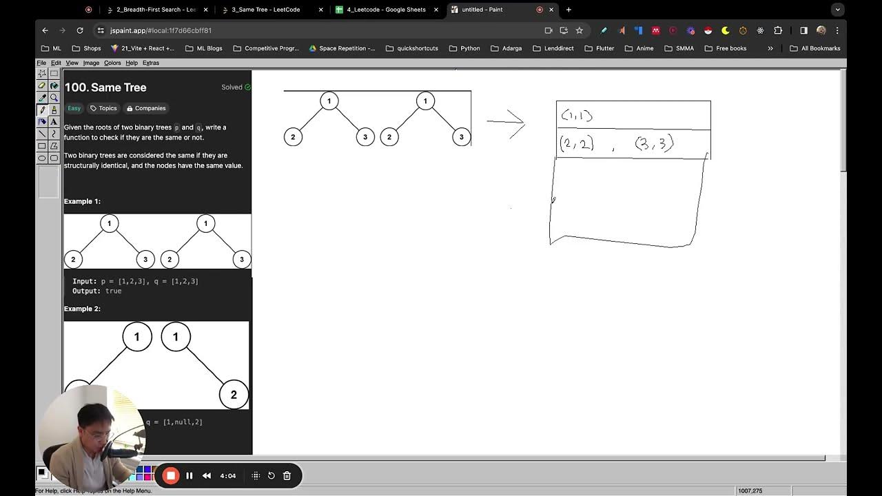 Leetcode 100 - Same tree (traversing 2 trees at once with bfs) - YouTube
