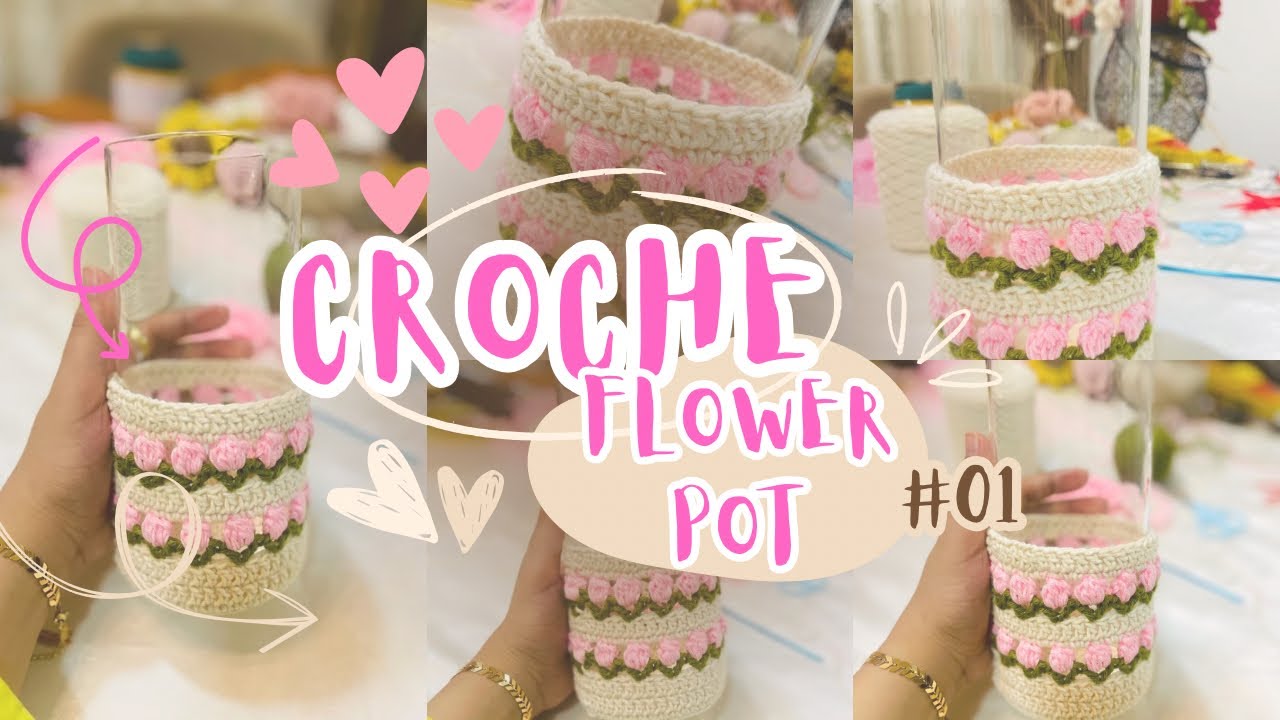 How to crochet cute flower pot | easy pattern/ beginner,friendly ...