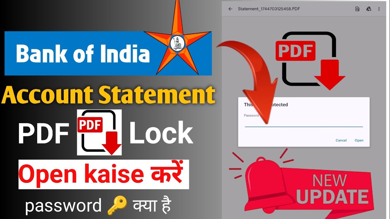 Boi Statement Pdf password New update|| bank of india statement pdf ...