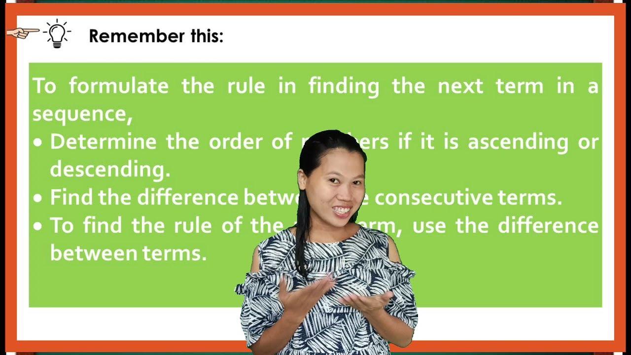 Formulating the rule in finding the next term in a sequence||Connieko ...