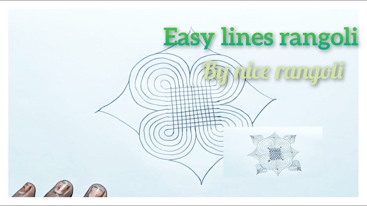 Simple & Easy lines rangoli | Cross lines rangoli | daily simple ...