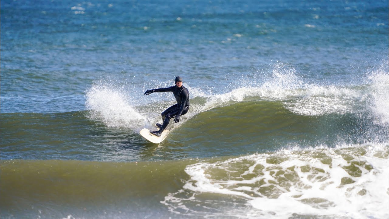 Surfing Belmar early spring - YouTube