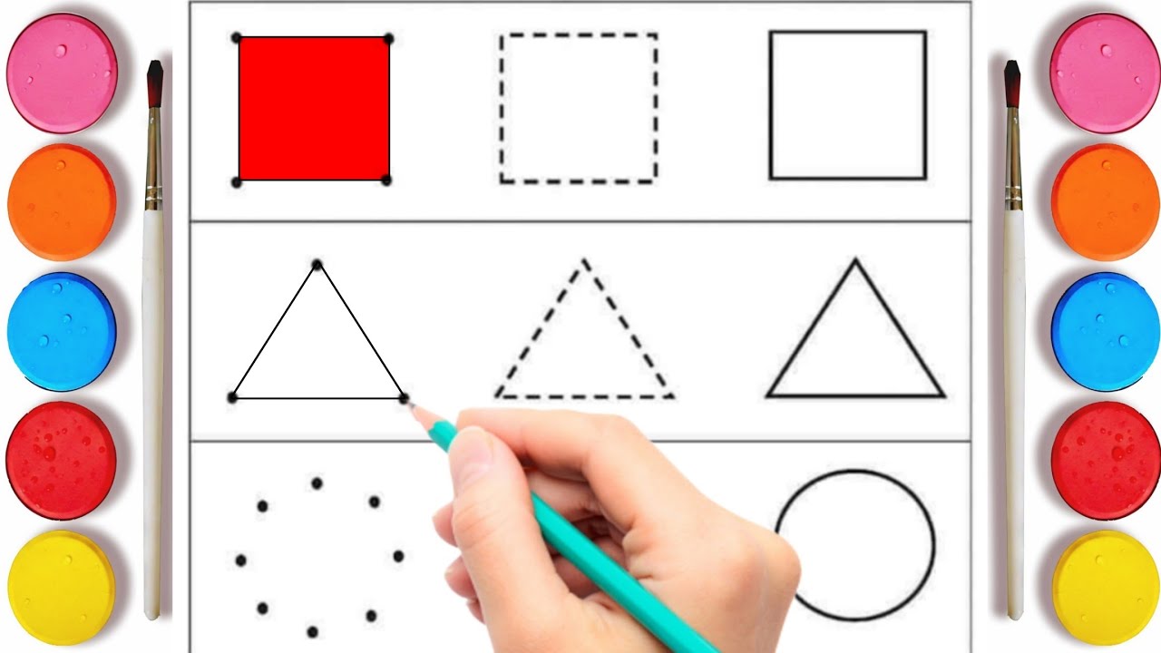 Learn Shapes for Kids | Square, Triangle Drawing & Coloring | Preschool ...