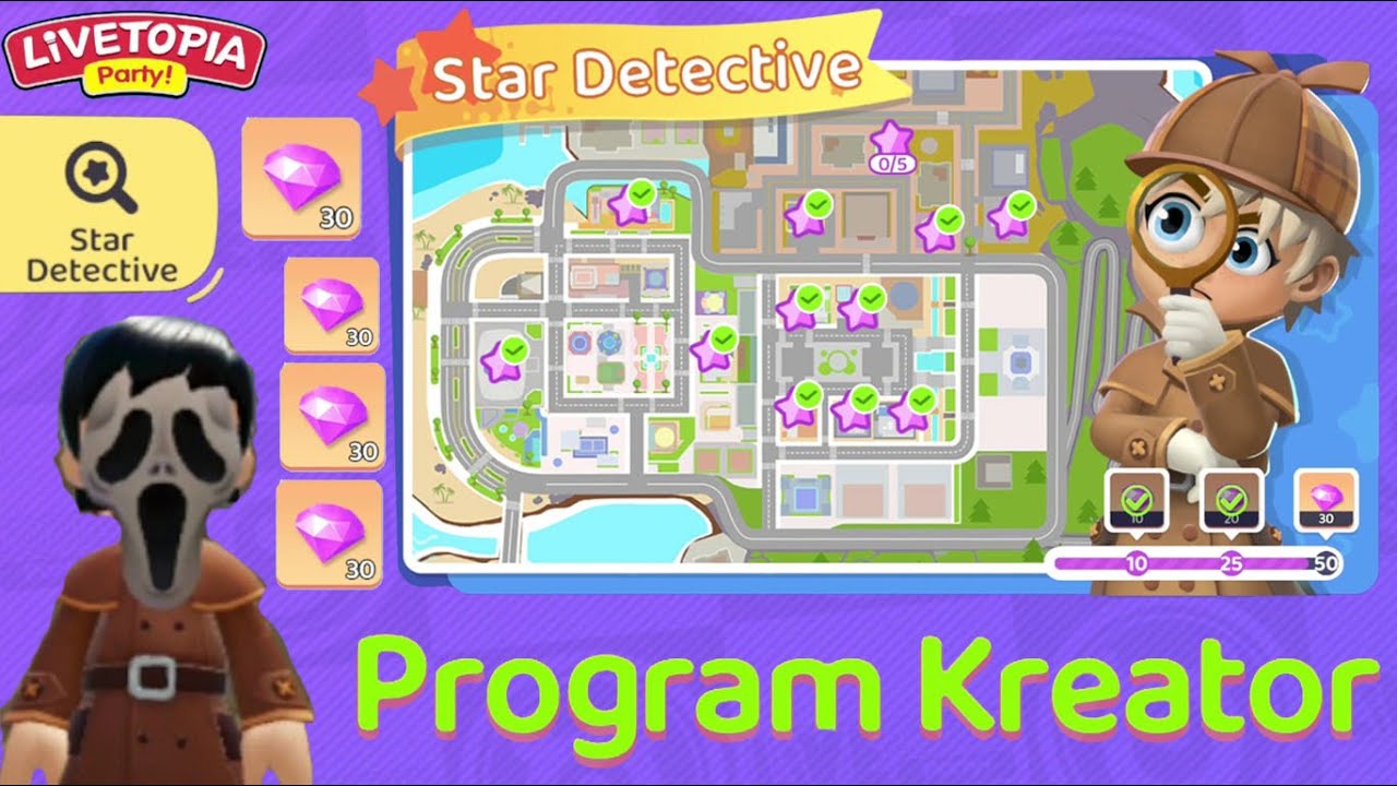 MAIN LIVETOPIA PARTY AKU DAPAT TOPENG SCREAM, KOSTUM DETECTIVE DAN ...