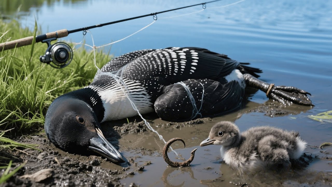 Hooked and Helpless: We Saved This Loon Mother as Her Chick Waited Near ...
