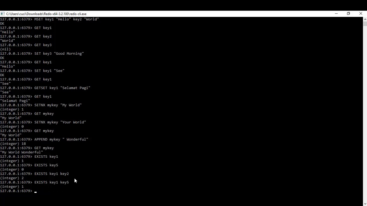 Part 2 Penggunaan Perintah Redis Pada Cli Redis Youtube