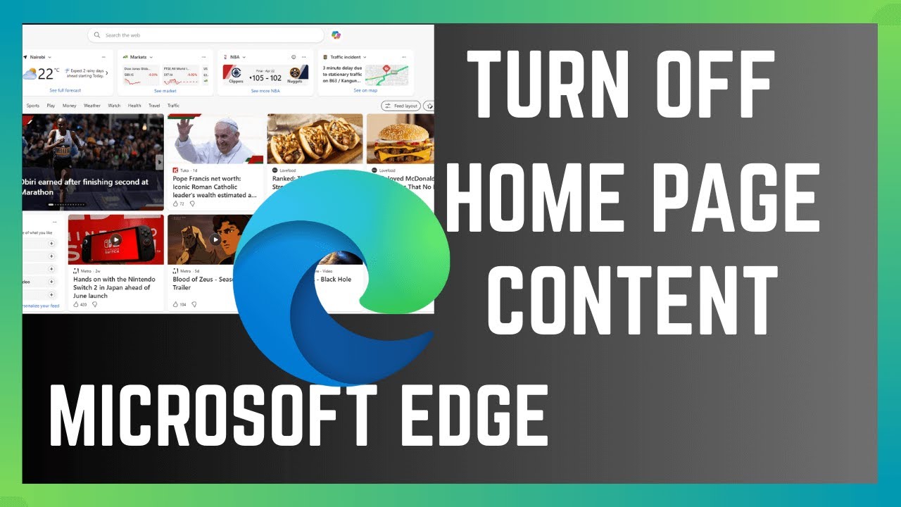 How To Turn Off Home Page Content On Microsoft Edge | Remove News and ...