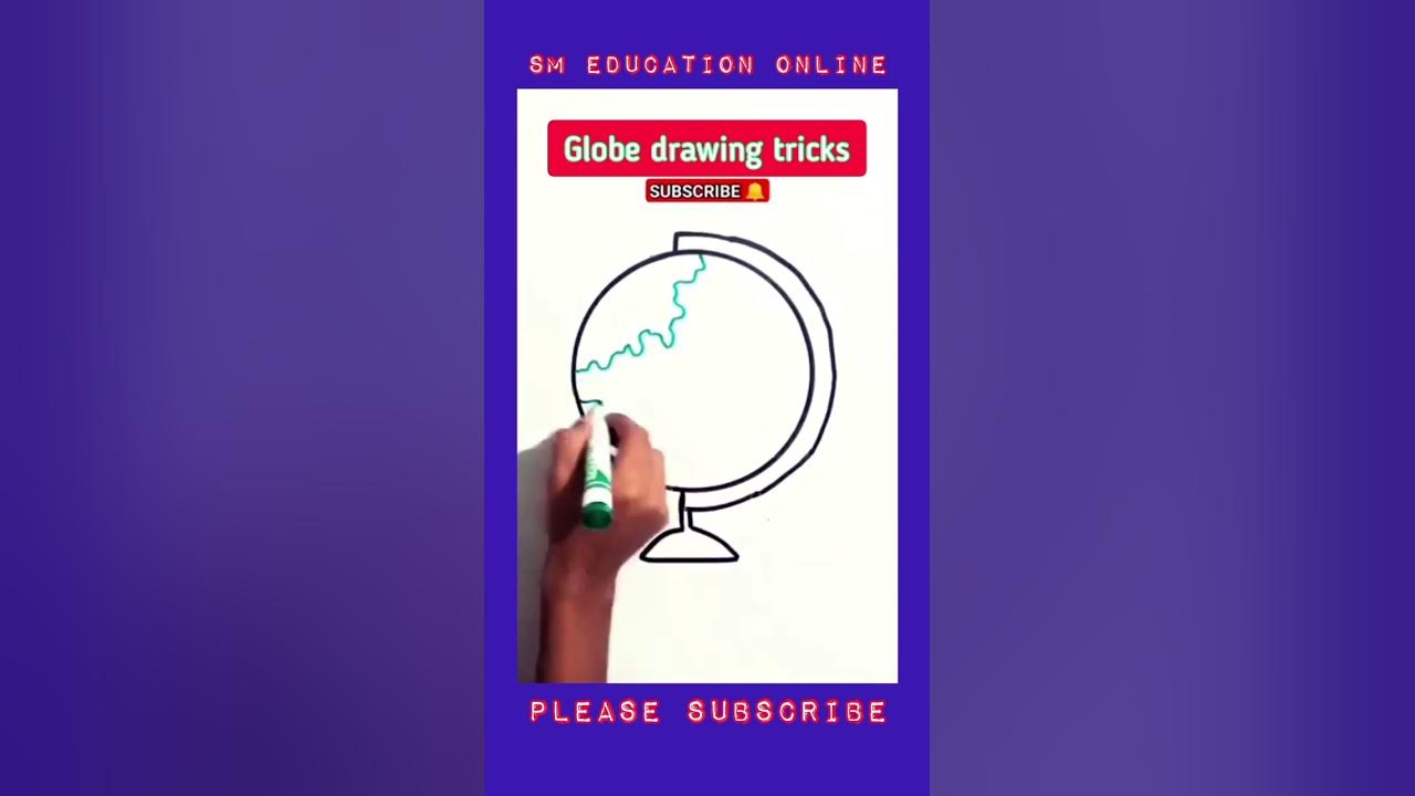 globe drawing tricks/how to draw globe/100k complete - YouTube